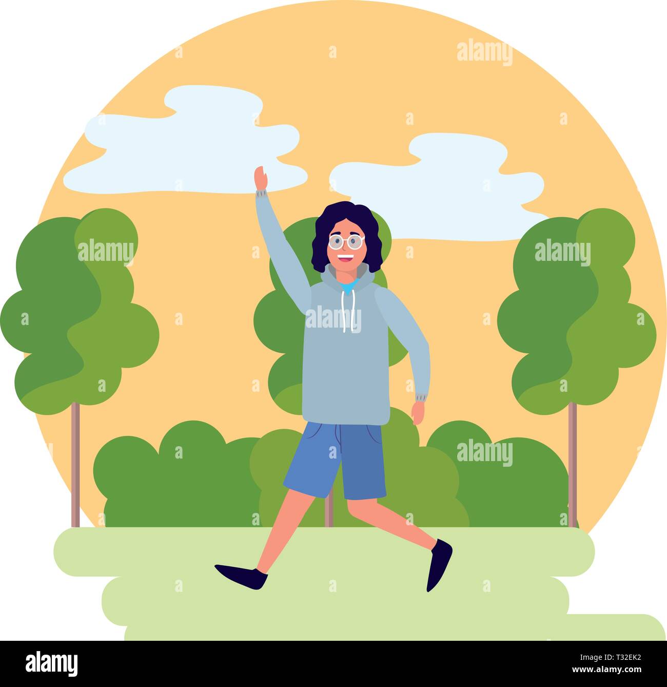 young happy man at nature park cartoon vector illustration graphic ...