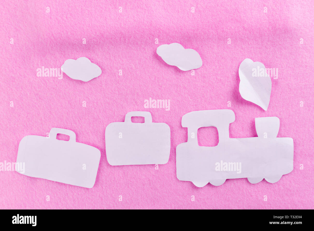 train on pink background. travel concept image Stock Photo - Alamy