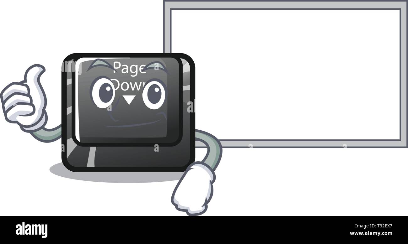 Thumbs up with board character page down button installed computer ...