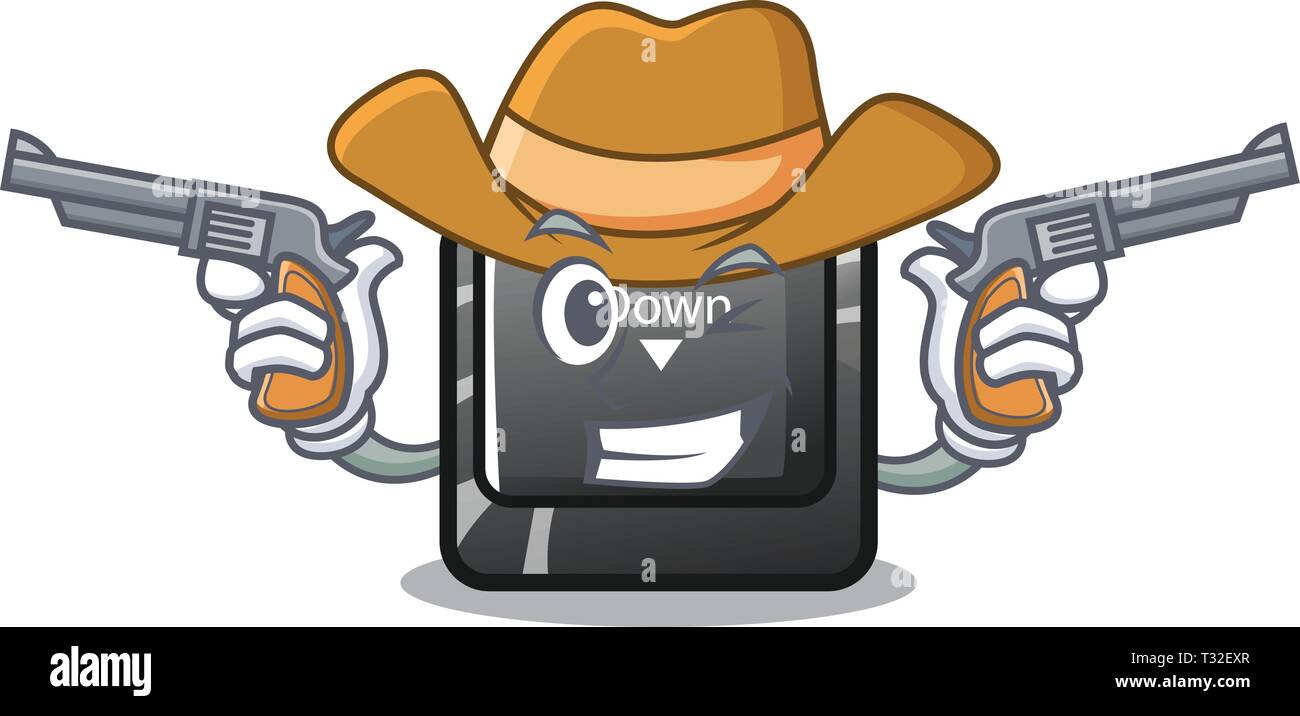 Cowboy character page down button installed computer Stock Vector Image ...