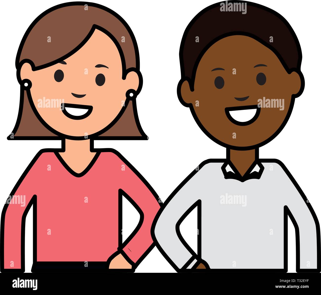 Young Interracial Cartoon Telegraph