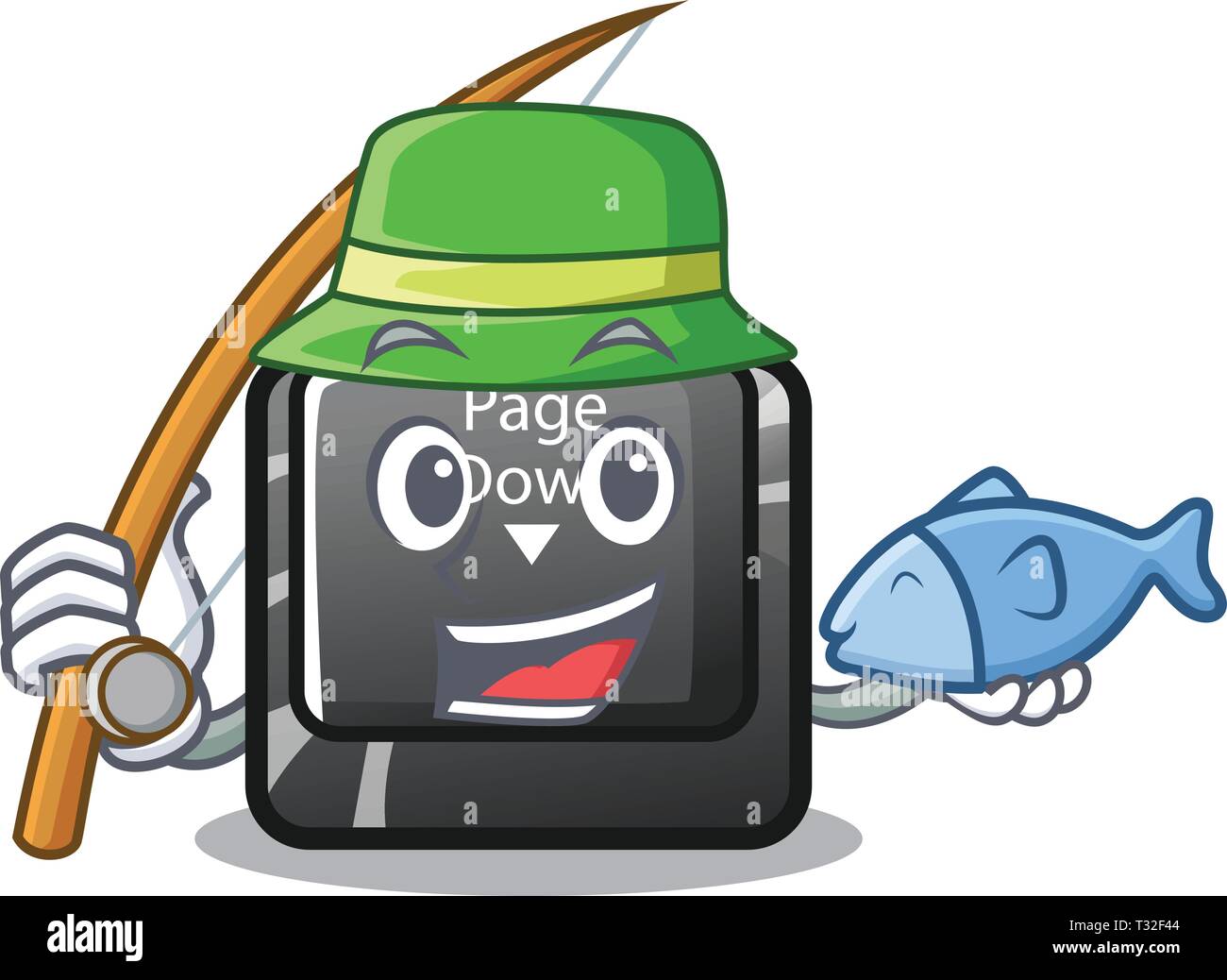 Fishing button page down shape the mascot Stock Vector Image & Art - Alamy