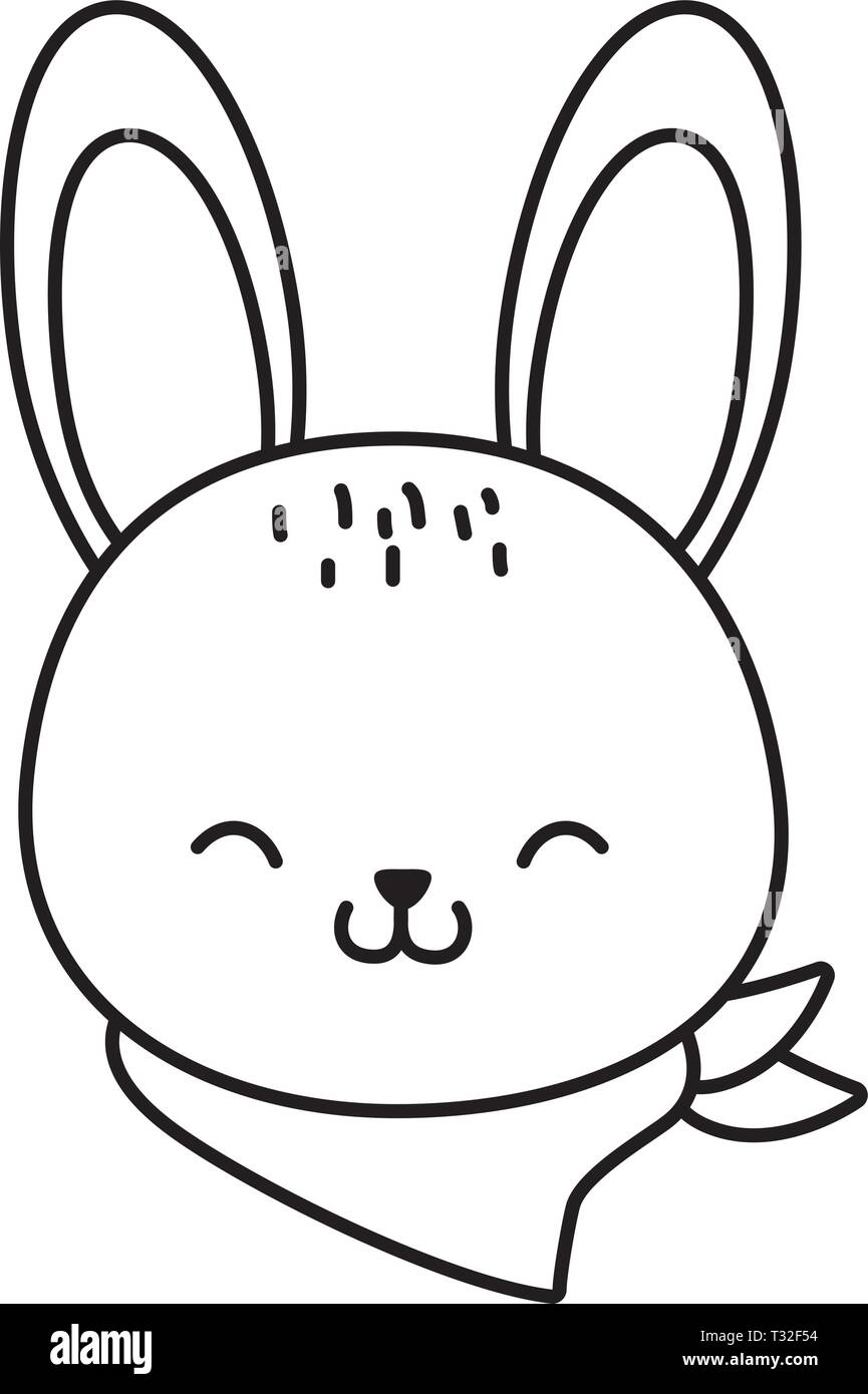 cute little animal rabbit face cartoon vector illustration graphic ...