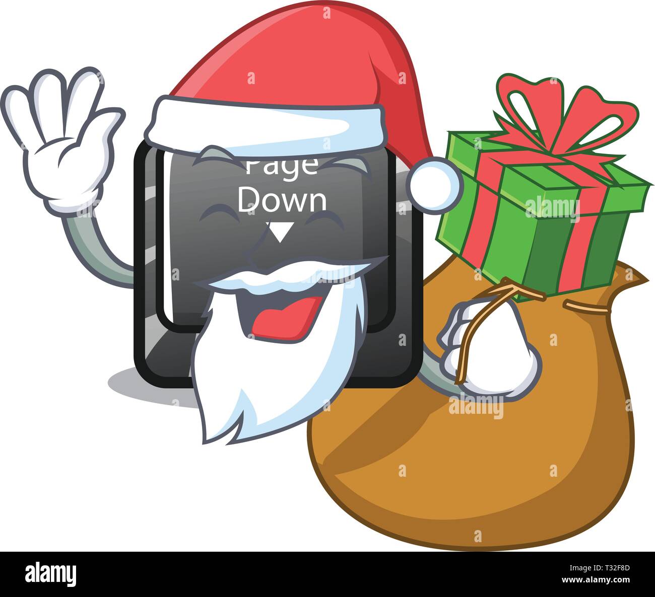 Santa with gift button page down installed on cartoon Stock Vector ...