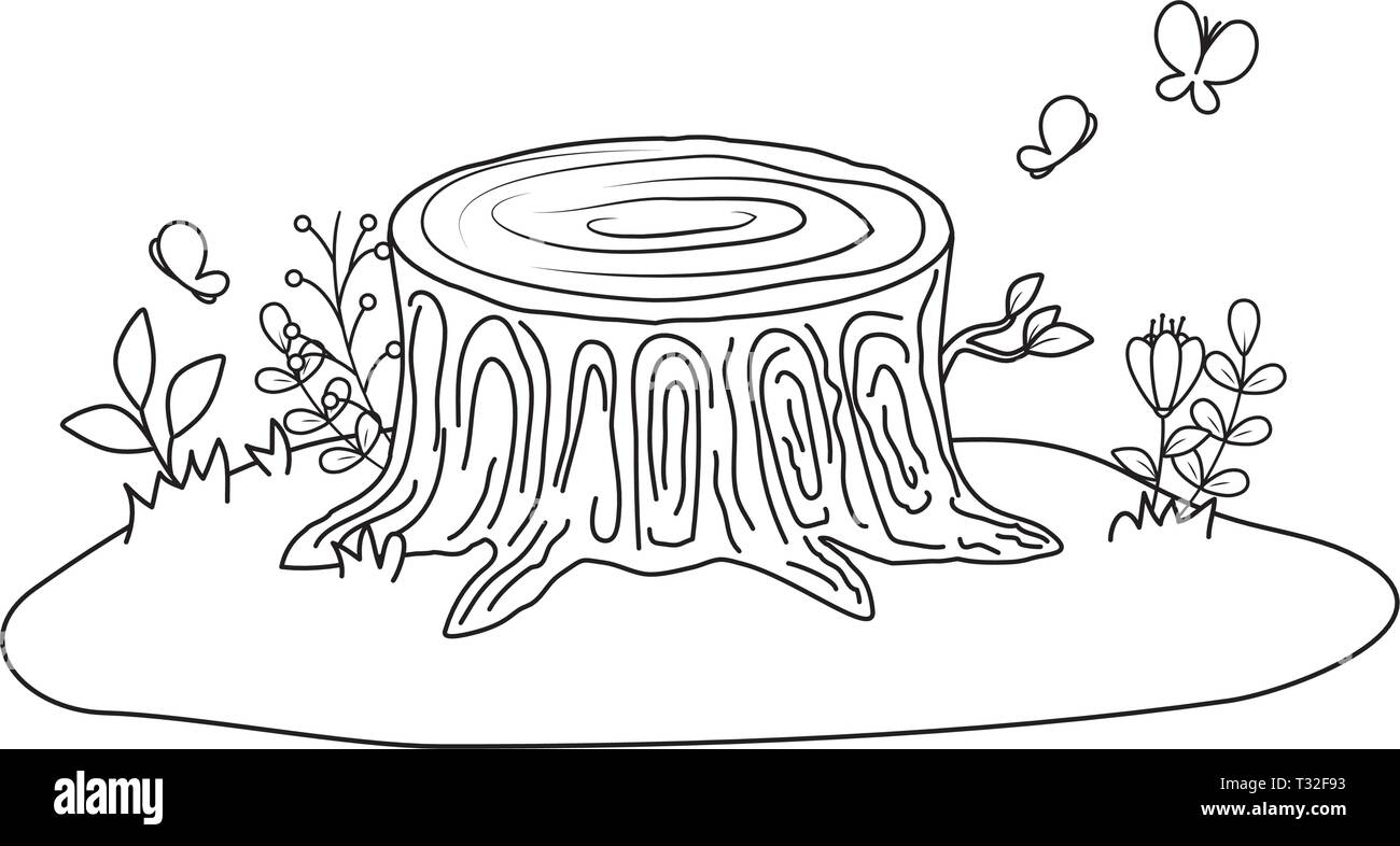 tree trunk cut in the field vector illustration design Stock Vector ...