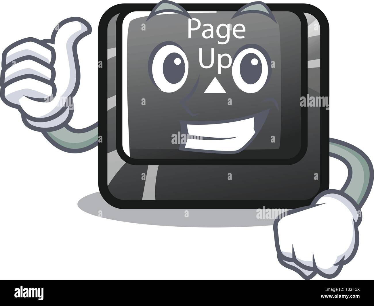 Thumbs up button page up isolated with character Stock Vector Image ...