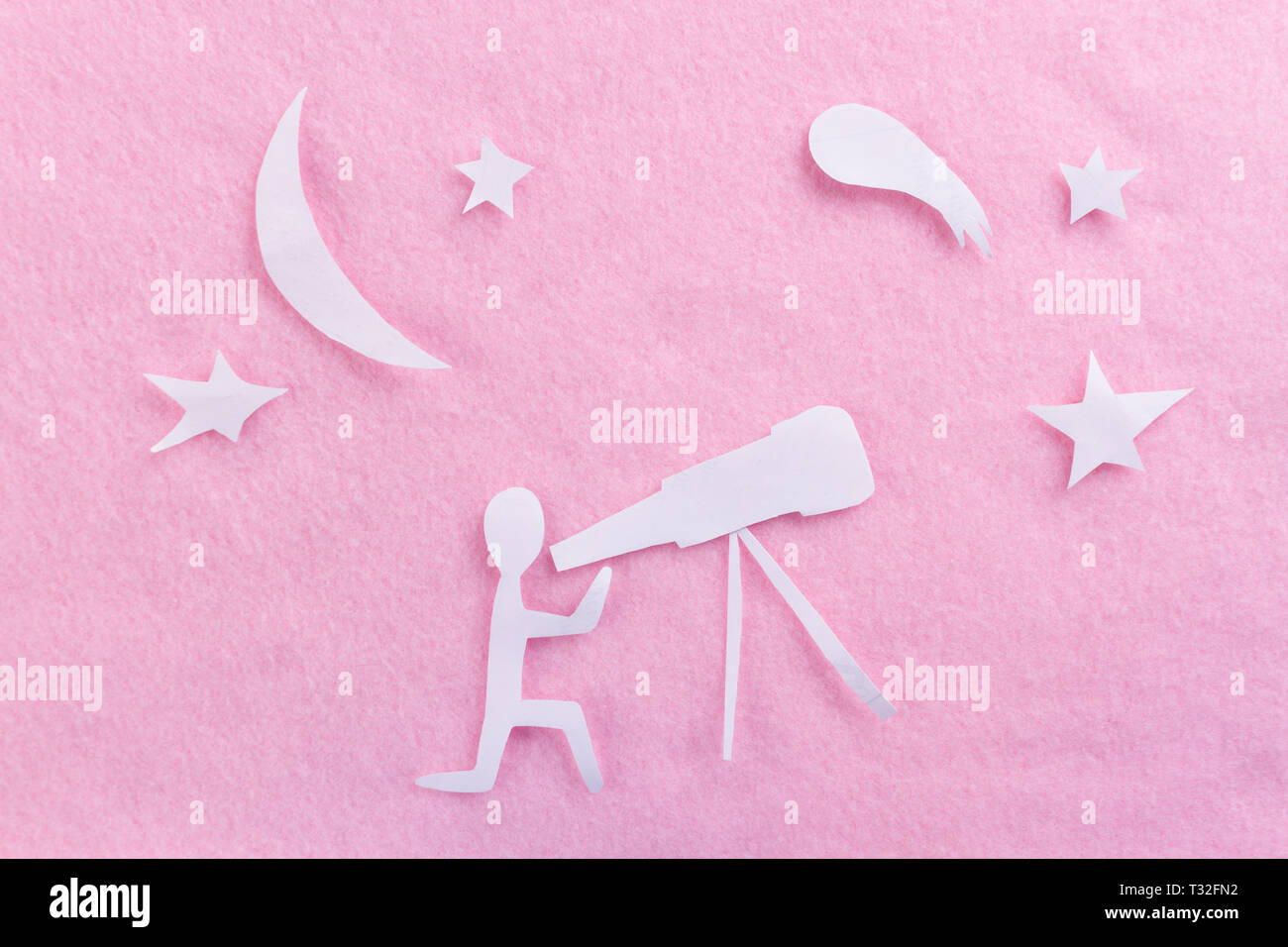telescope on pink background. watching stars concept Stock Photo - Alamy