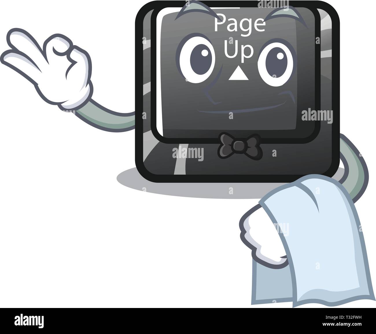 Waiter button page up on computer cartoon Stock Vector Image & Art - Alamy