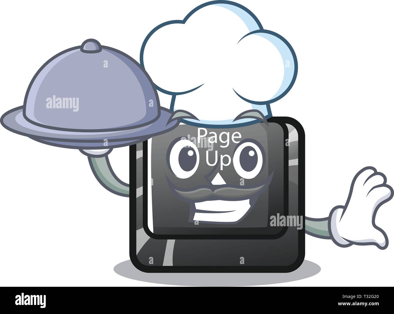 Chef with food button page up on computer cartoon Stock Vector Image ...