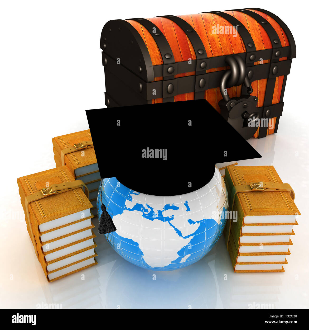 3d render graduation cap books hi-res stock photography and images - Alamy