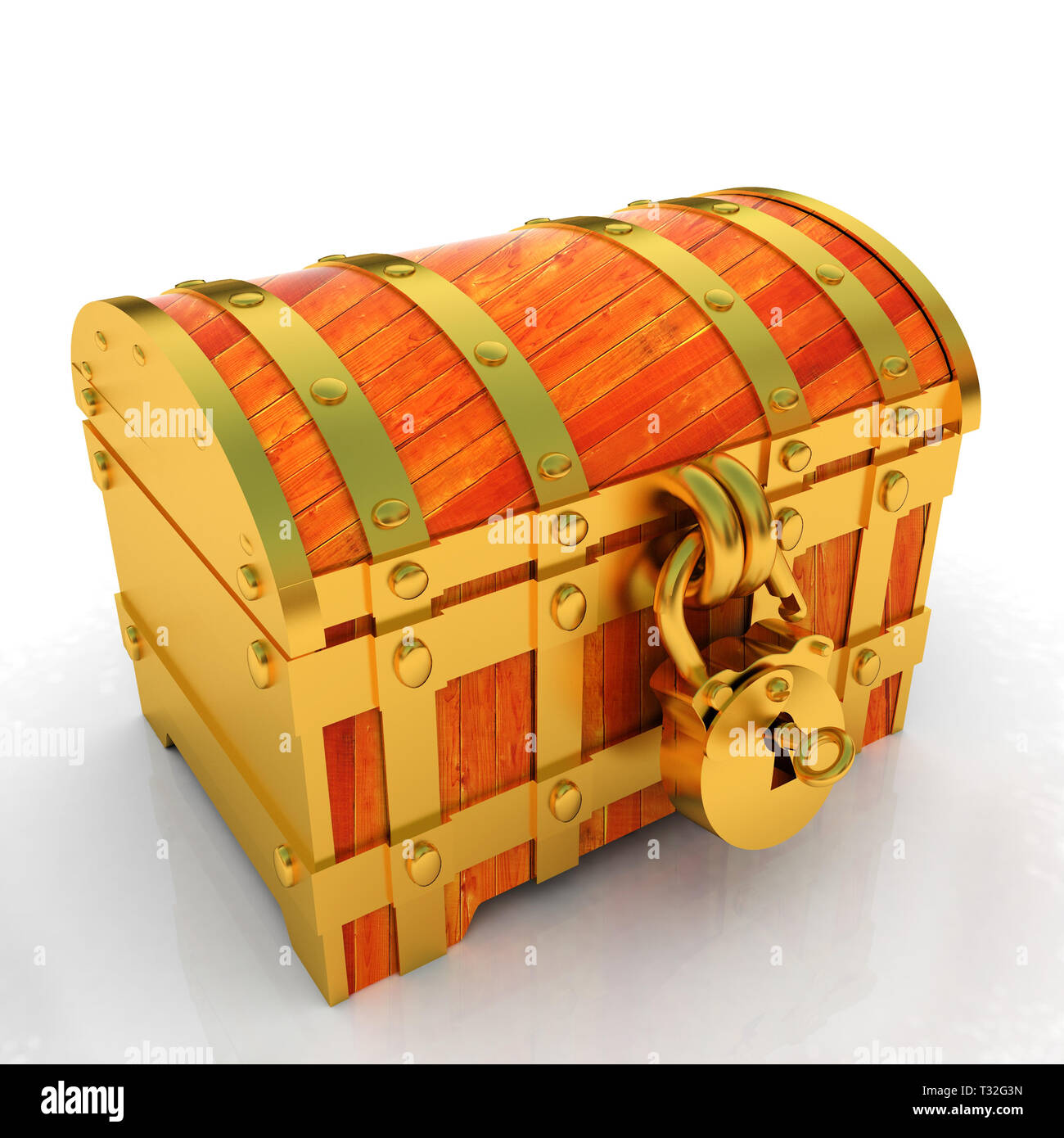 Gold chest. 3d render Stock Photo - Alamy