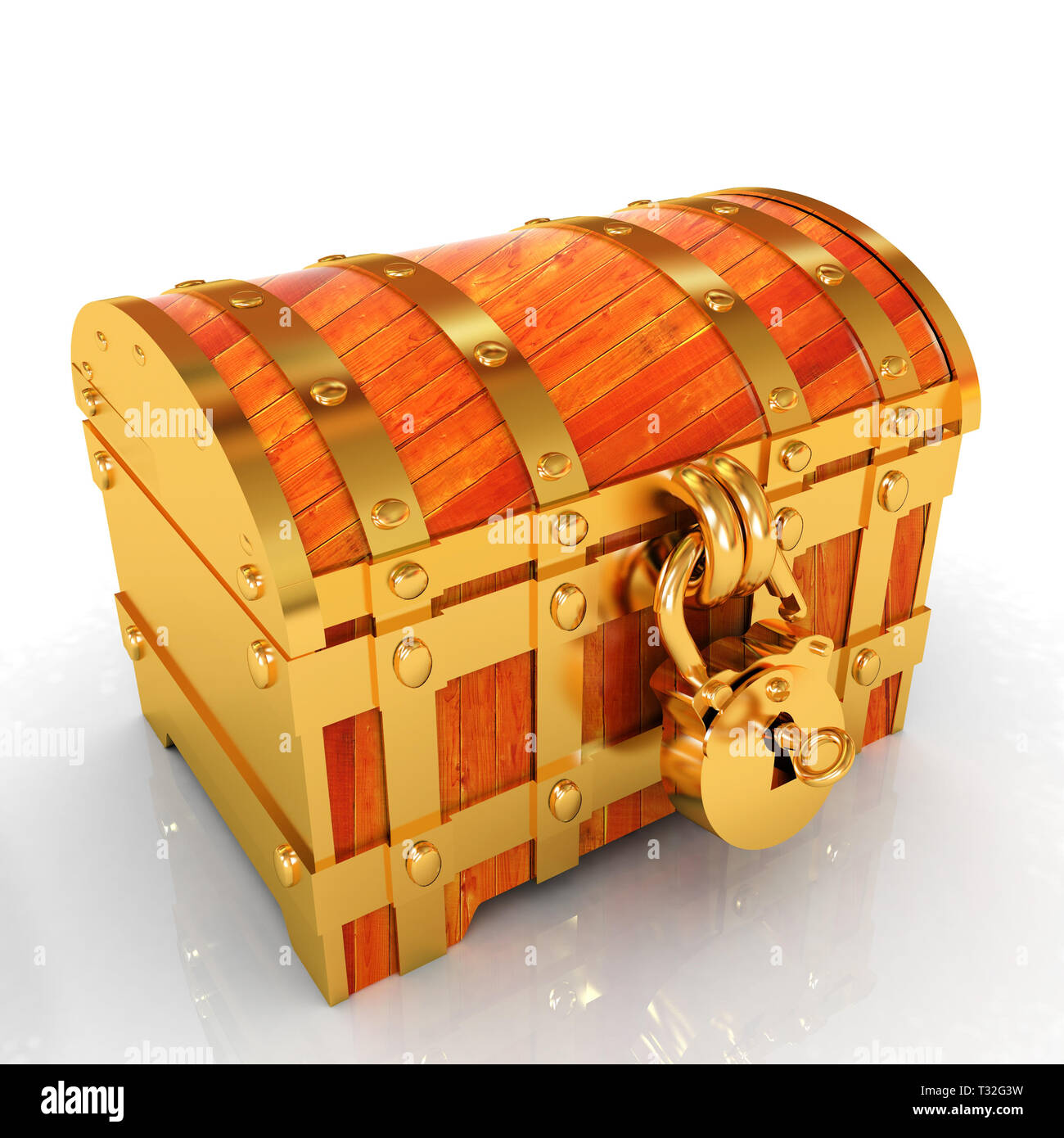 Gold chest. 3d render Stock Photo - Alamy