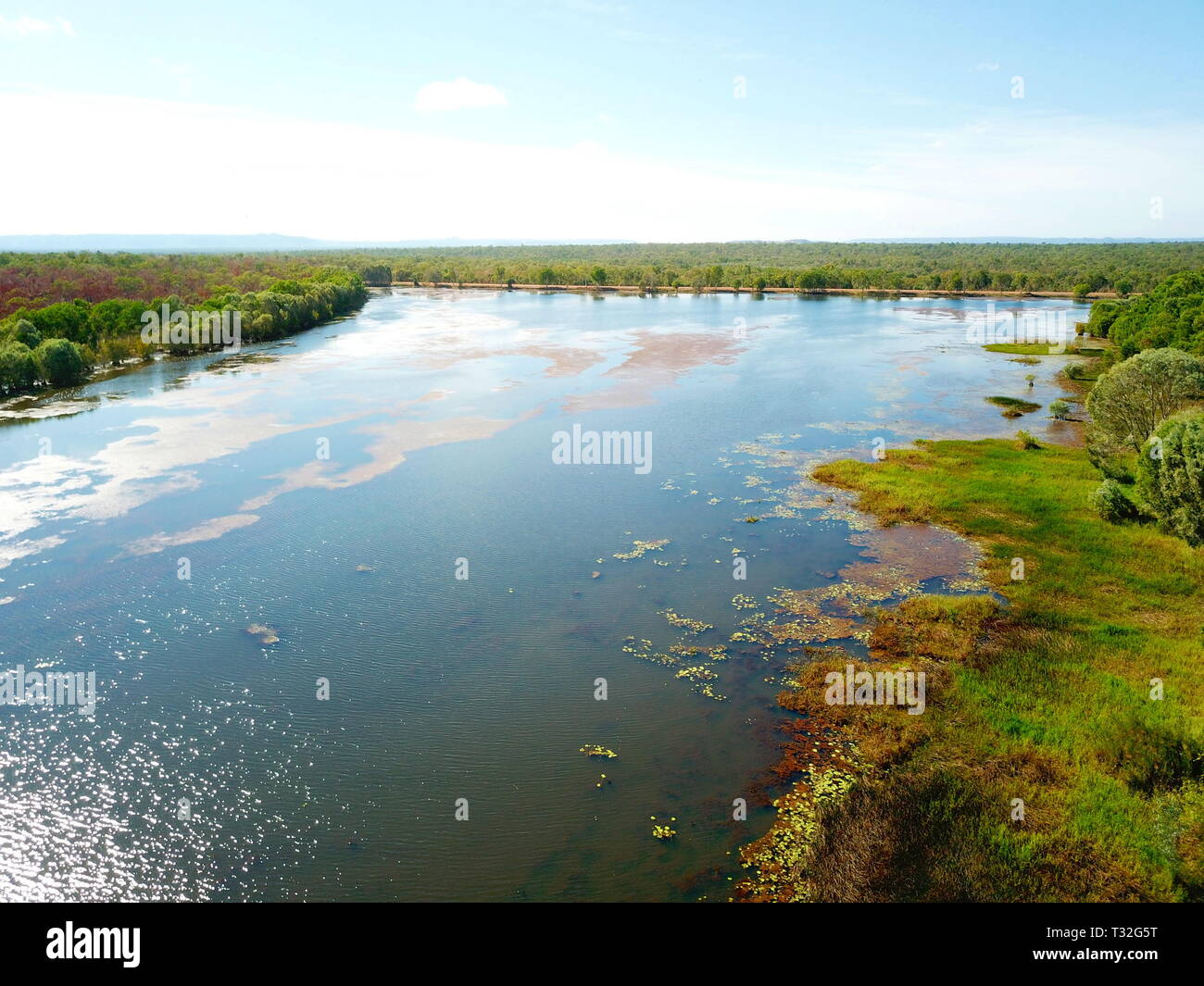 Aerial view of Lake Jabiru in dry season. Jabiru is the main township ...