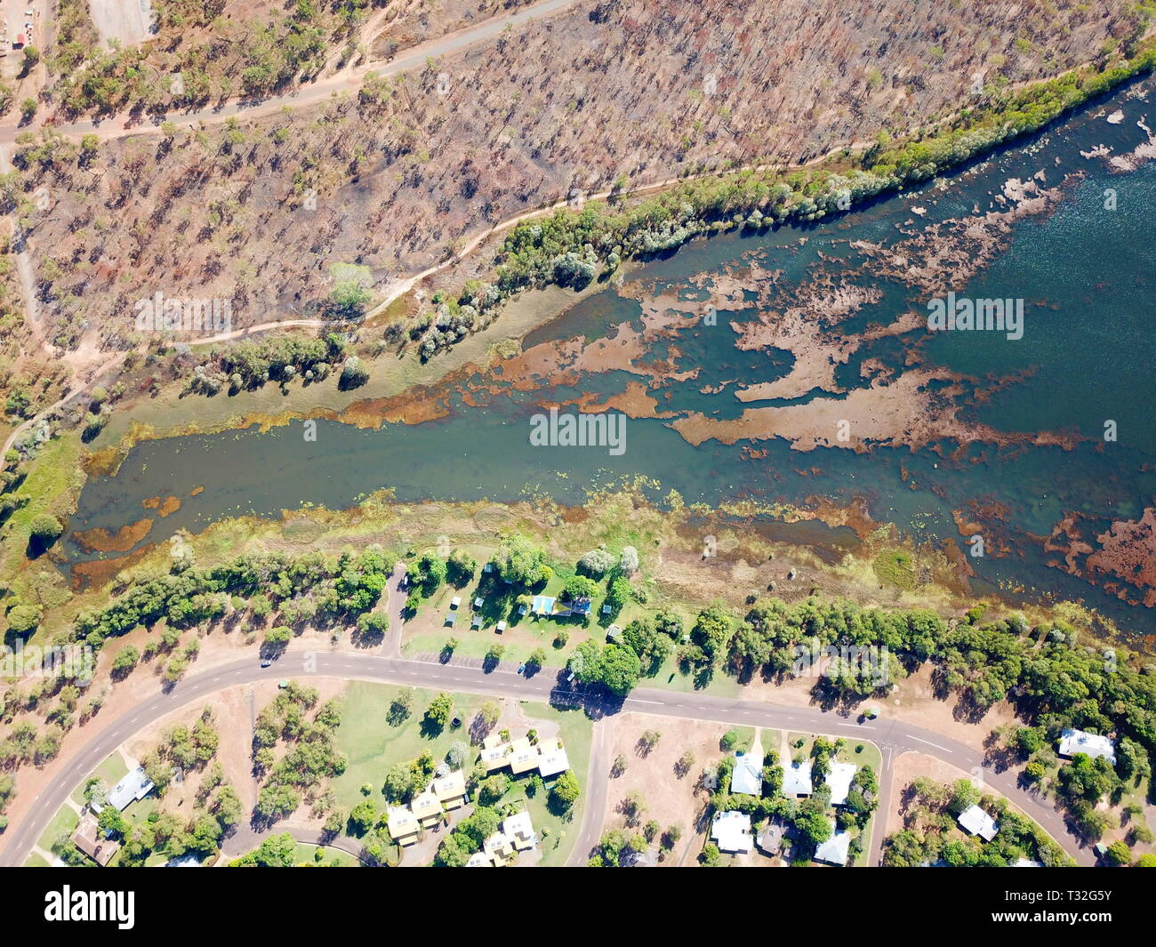Aerial view of Lake Jabiru in dry season. Jabiru is the main township ...
