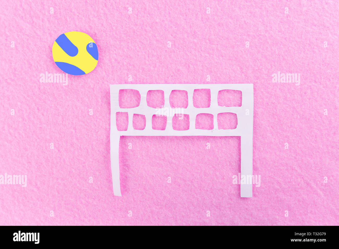 Beach Volleyball. Game made of paper on pink background Stock Photo - Alamy