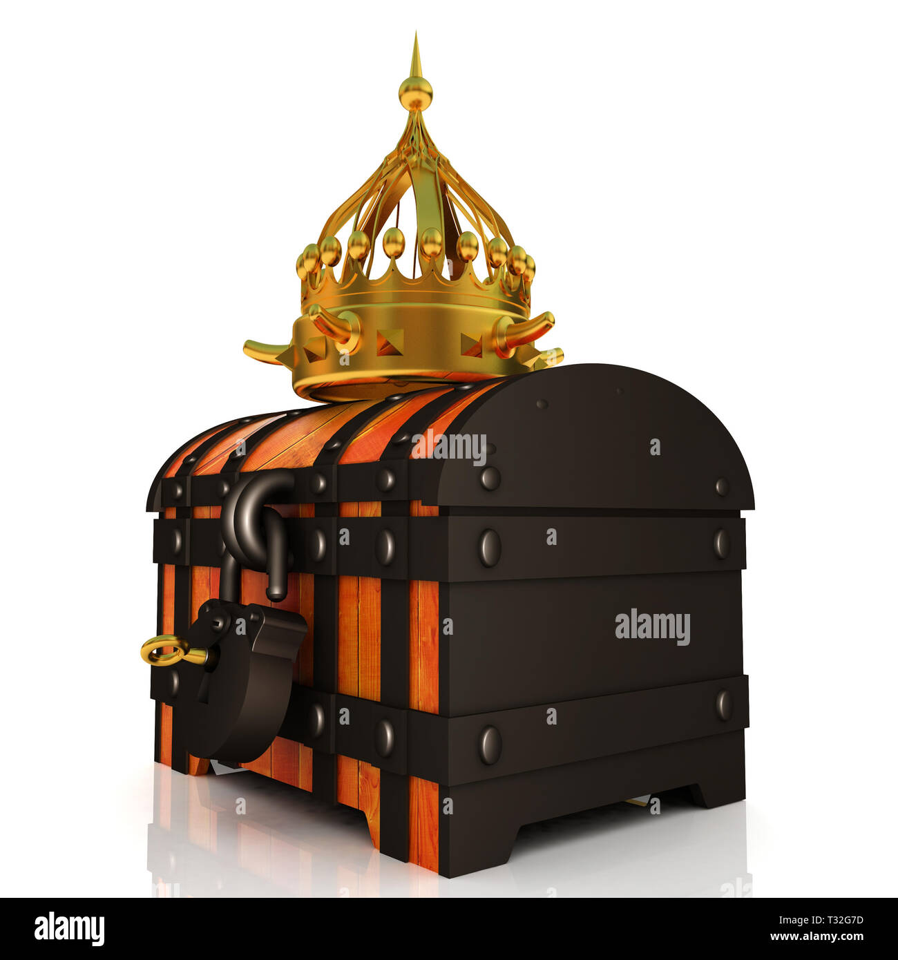 Crown and chest. 3d render Stock Photo - Alamy