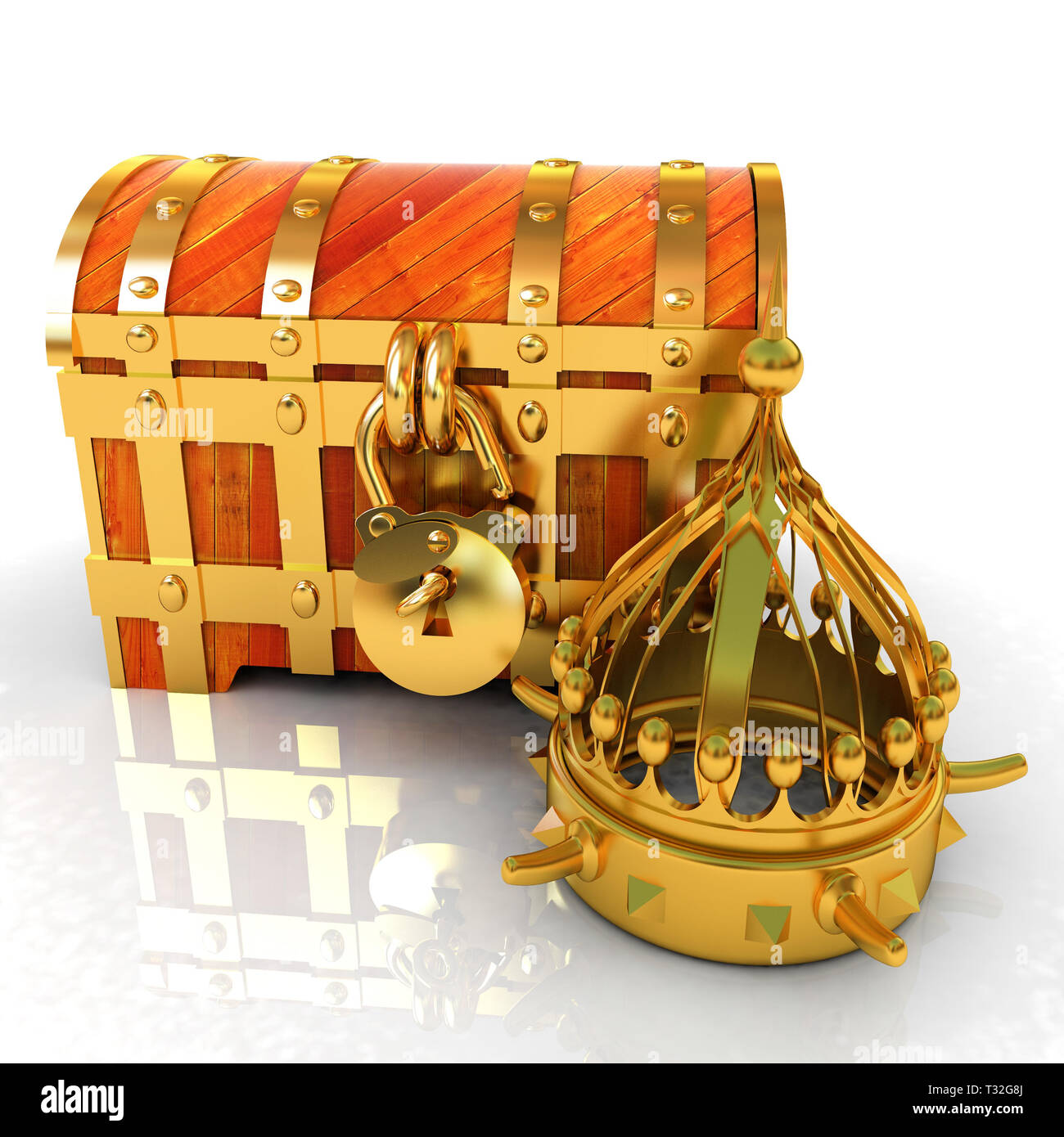 Crown and chest. 3d render Stock Photo - Alamy