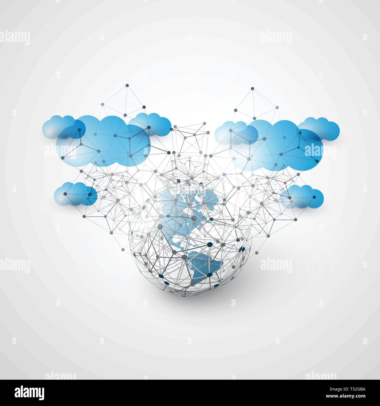 Cloud Computing and Global Networking Design Concept with Earth Globe and Geometric Mesh ...