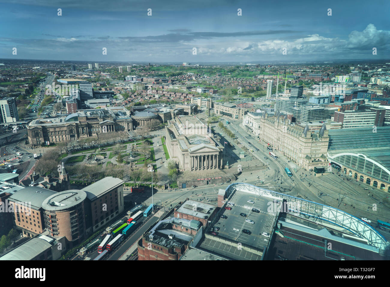 Architecture of Liverpool - aerial view. Liverpool, North West England ...