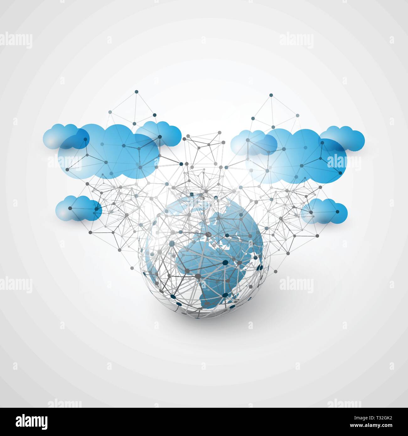 Cloud Computing and Global Networking Design Concept with Earth Globe and Geometric Mesh ...