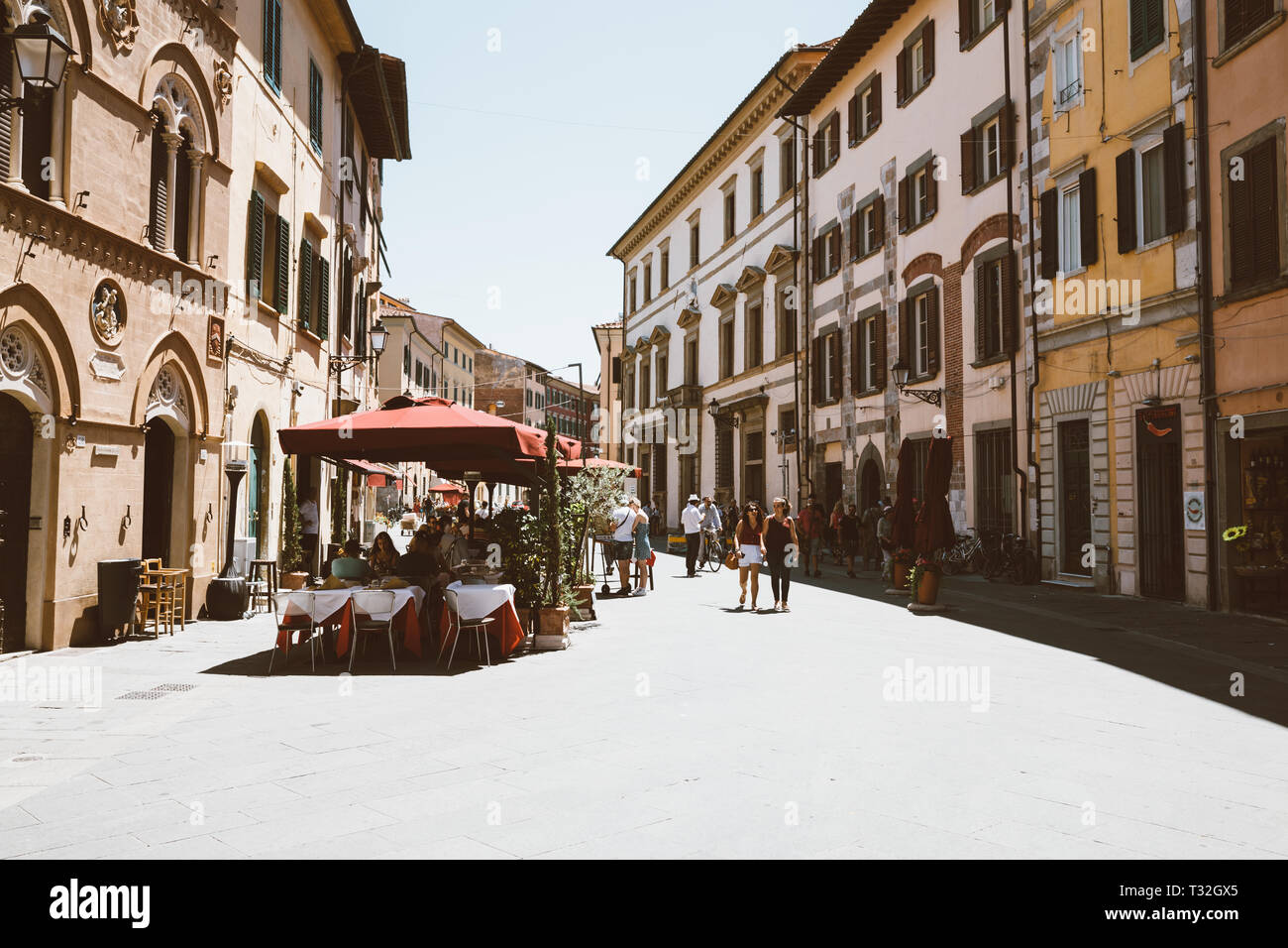 Pisa, Italy - June 29, 2018: Walking on Borgo Stretto street in Pisa ...