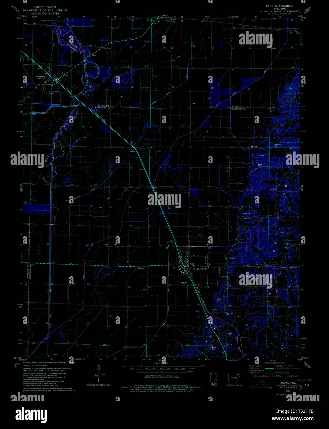 Arkansas map 1980 hi-res stock photography and images - Alamy