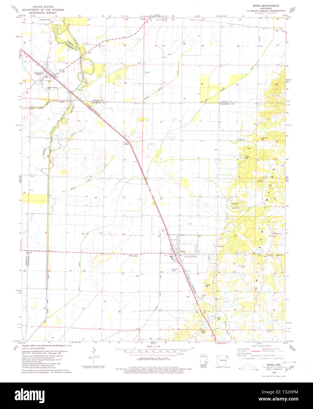 Arkansas map 1980 hi-res stock photography and images - Alamy