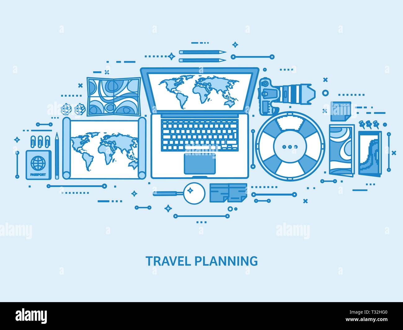 Travel and tourism. World map, earth globe. Trip tour journey, summer ...