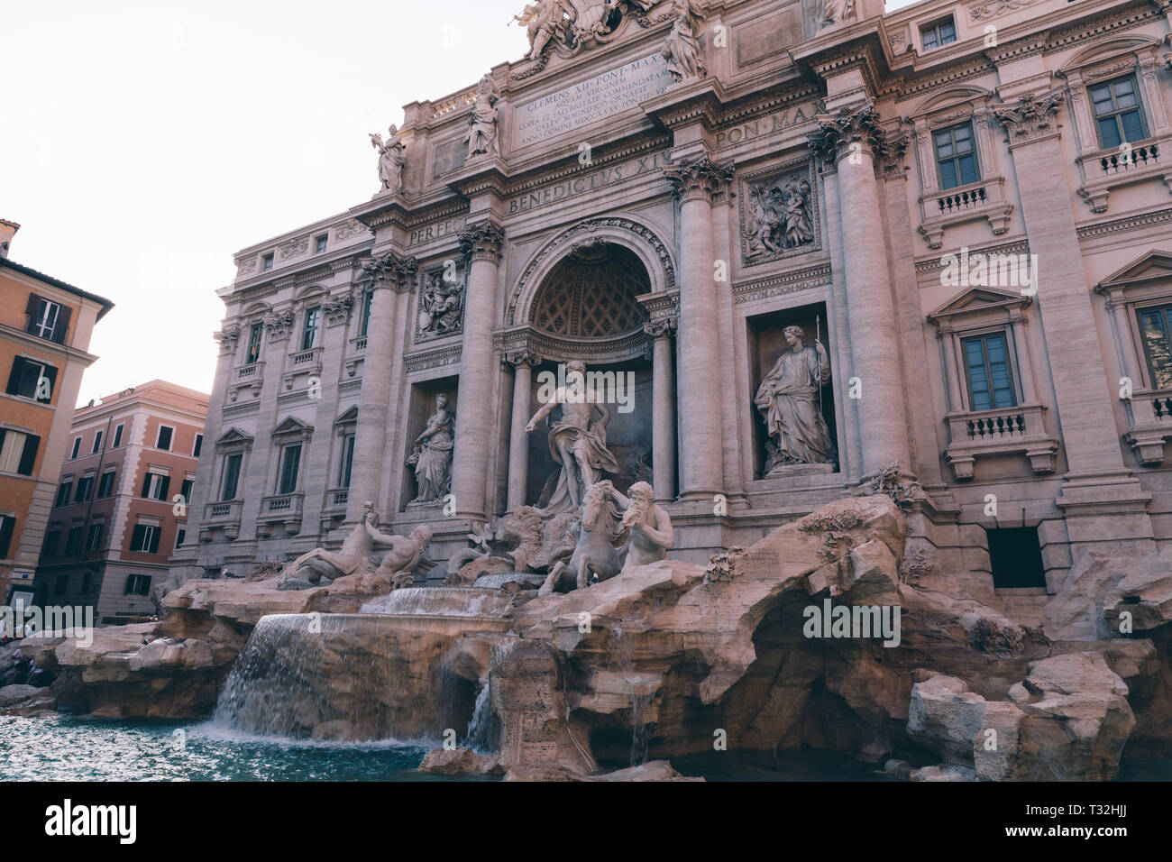 Panoramic view of Trevi Fountain in the Trevi district in Rome, Italy ...