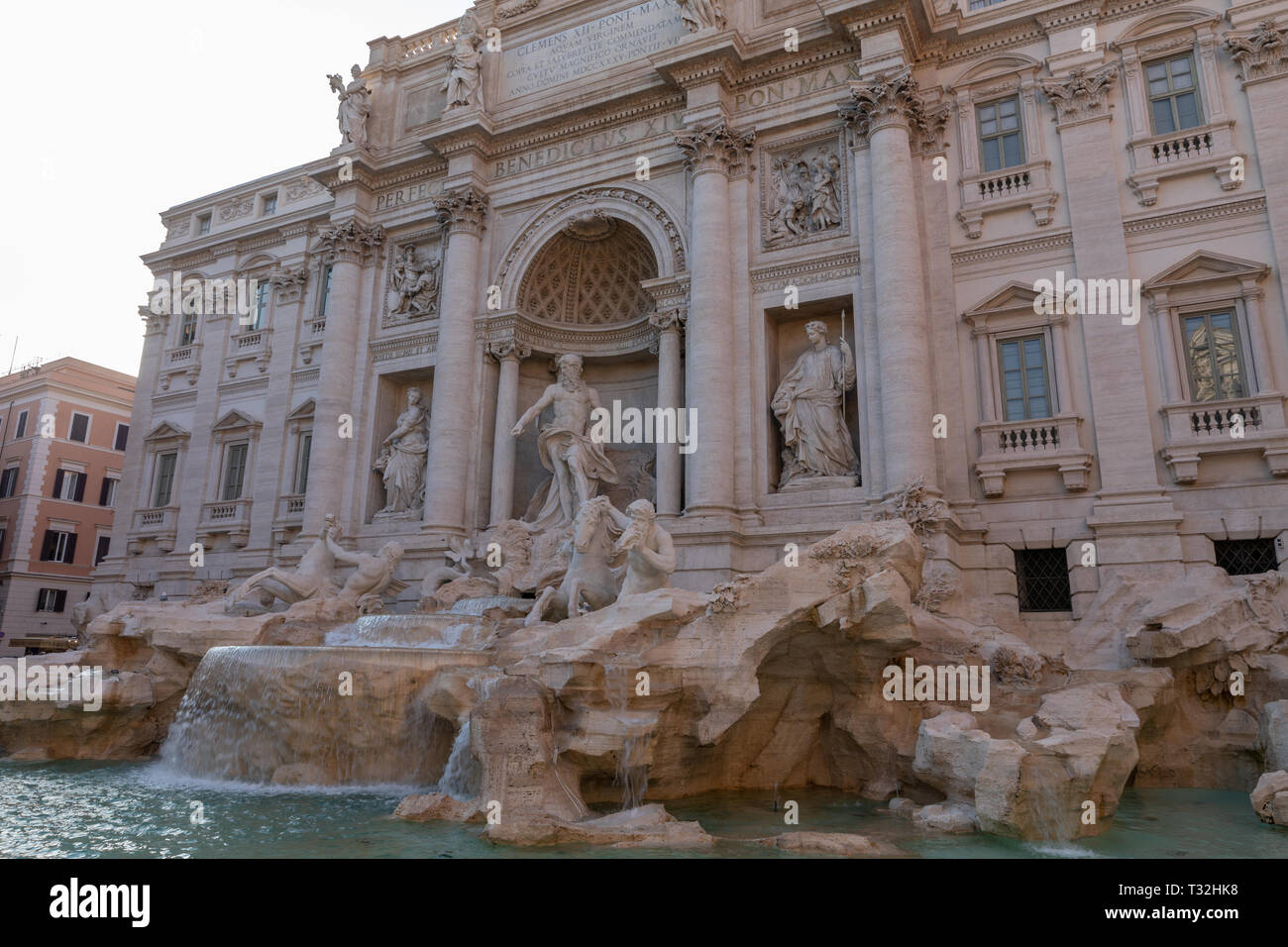 Panoramic view of Trevi Fountain in the Trevi district in Rome, Italy ...