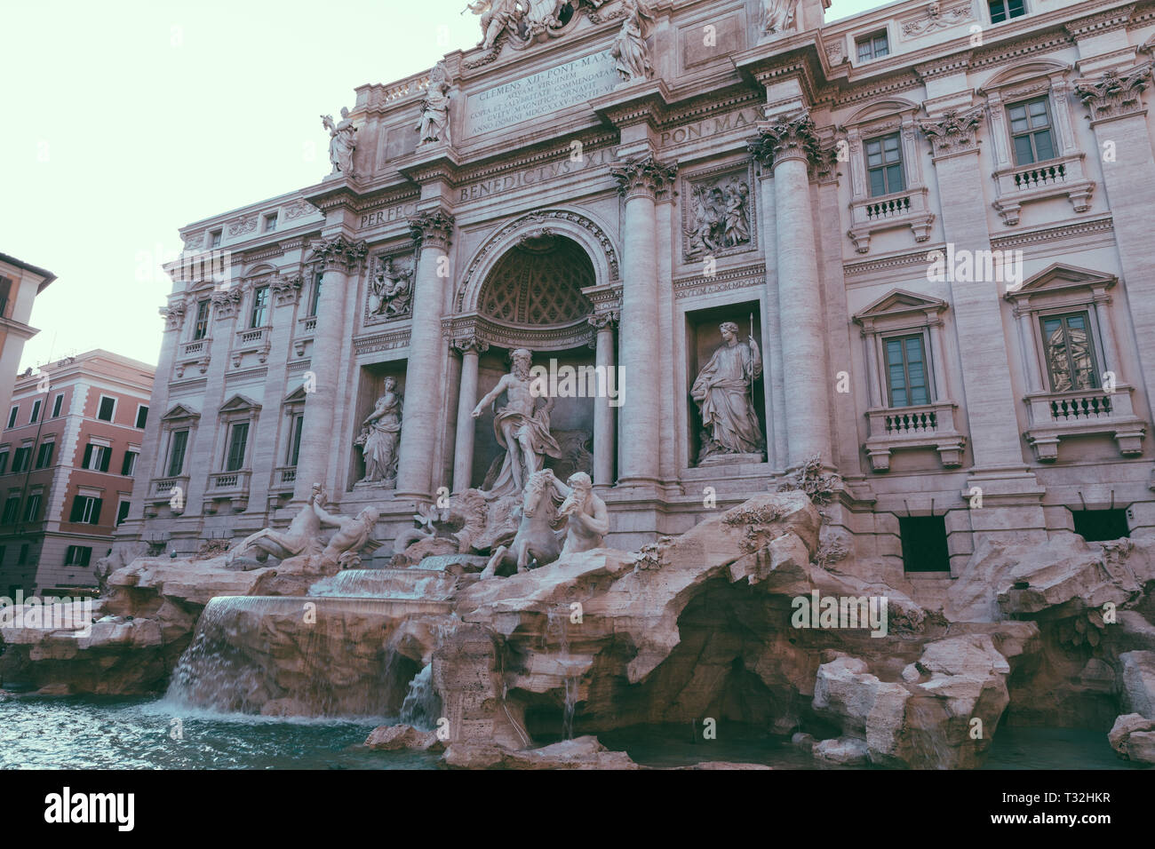 Panoramic view of Trevi Fountain in the Trevi district in Rome, Italy ...