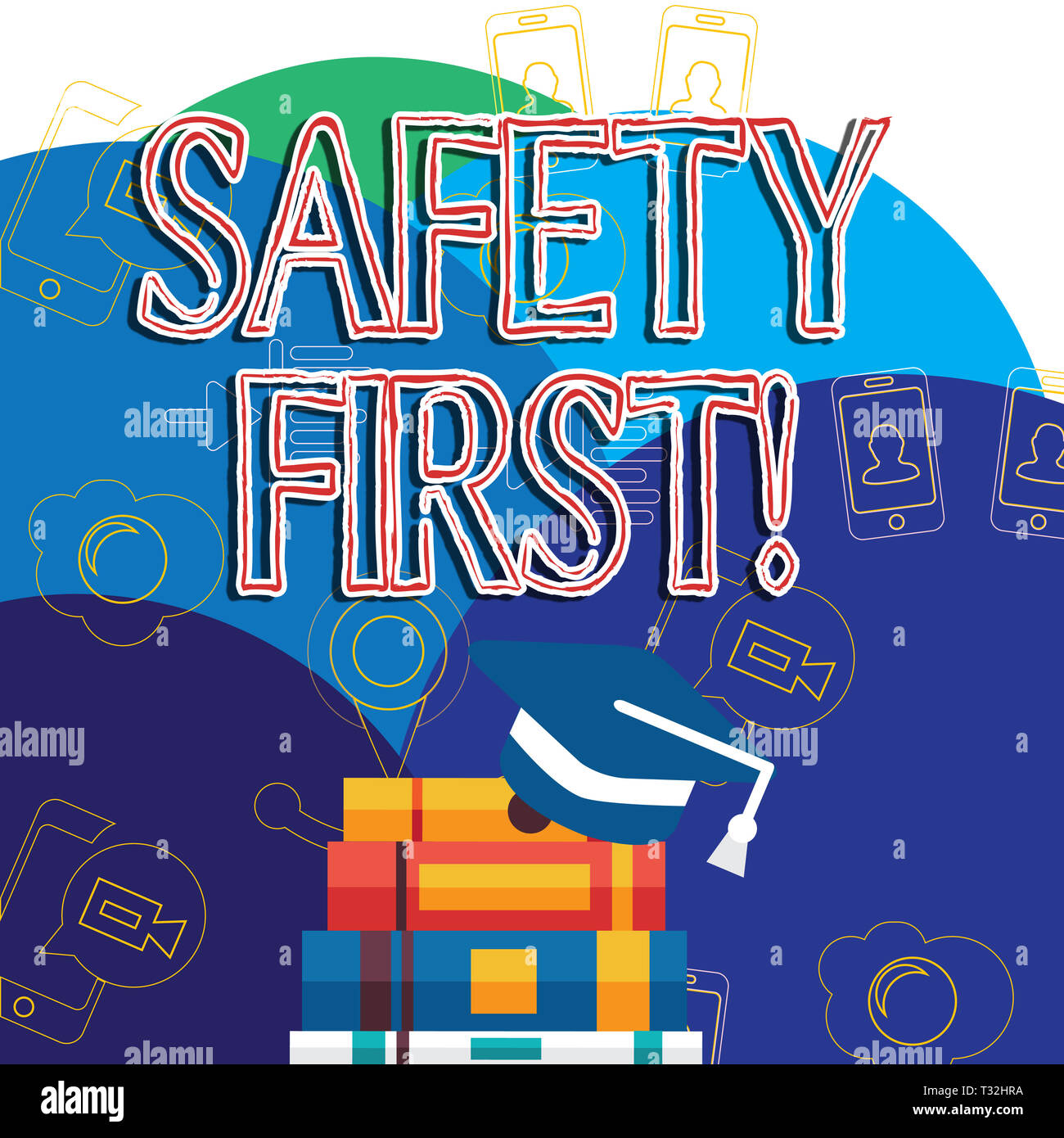 Writing note showing Safety First. Business concept for best avoid any ...