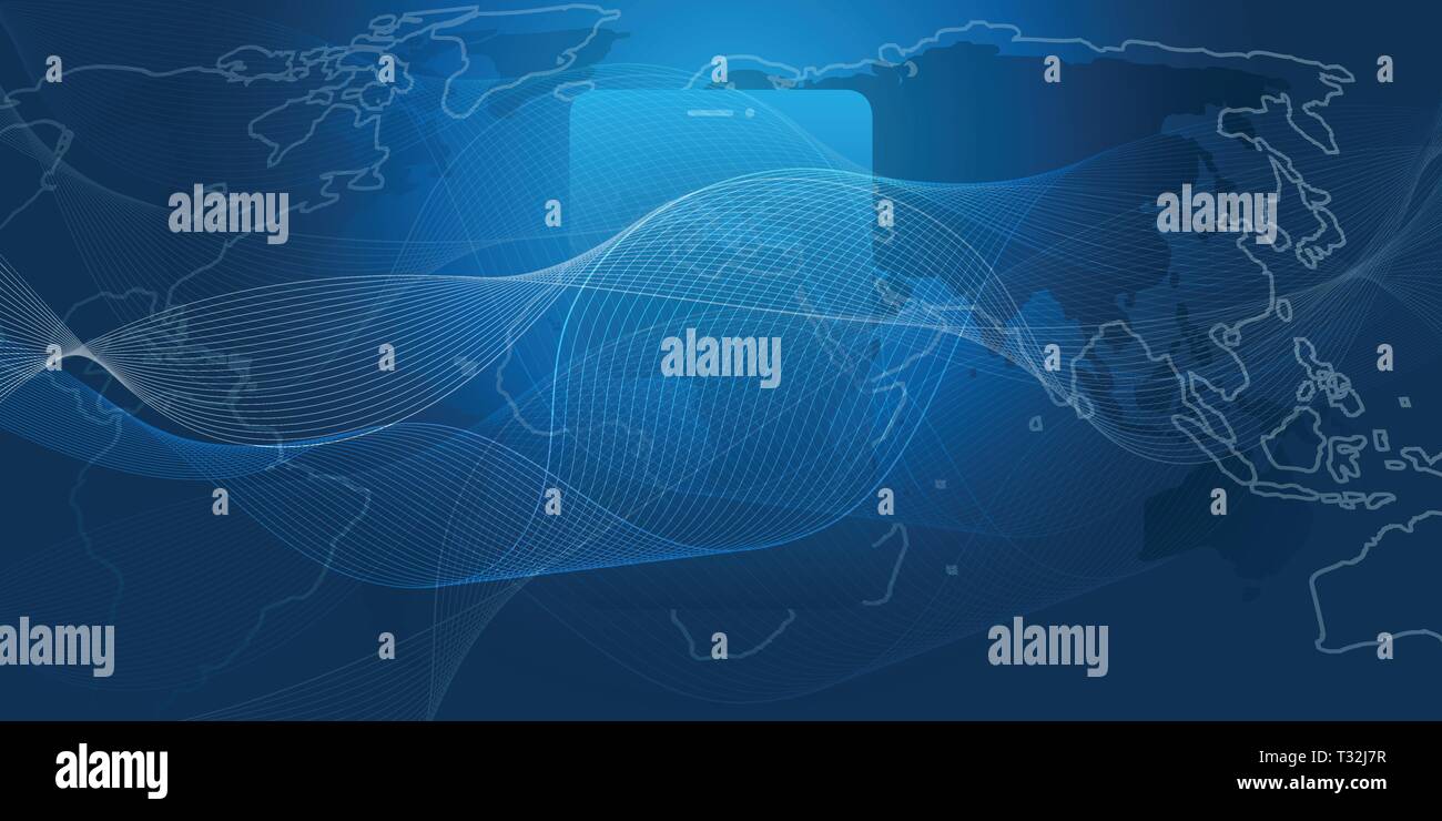 Cloud Computing Design Concept with World Map and Mobile Device ...