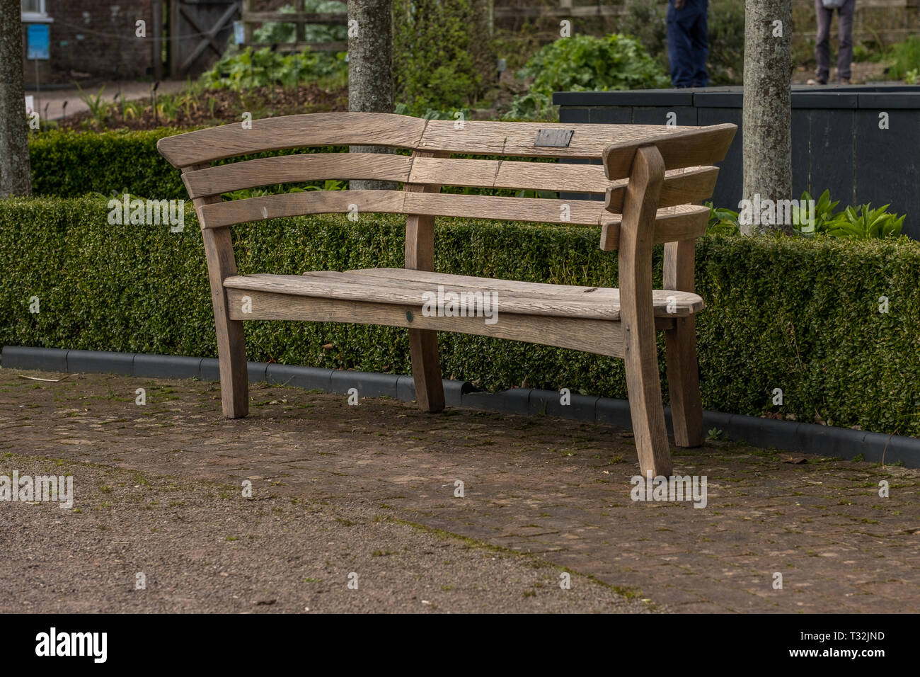 Wooden Garden bench chair Stock Photo - Alamy
