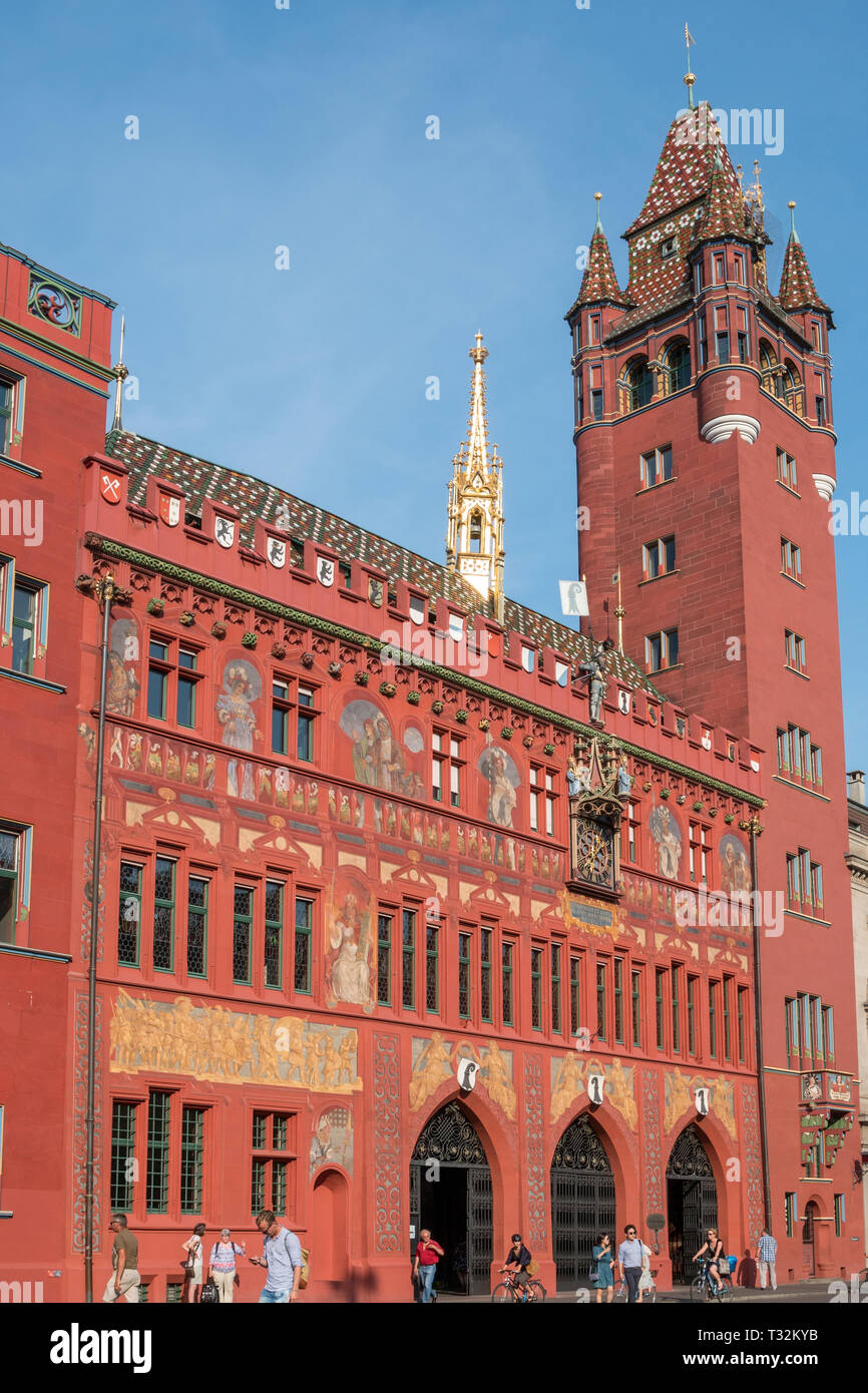 Basel, Switzerland - June 23, 2017: View on Basel Town Hall (Rathaus ...