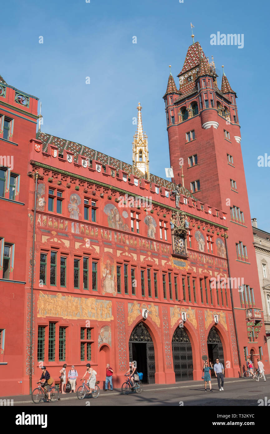 Basel, Switzerland - June 21, 2017: View on Basel Town Hall (Rathaus ...