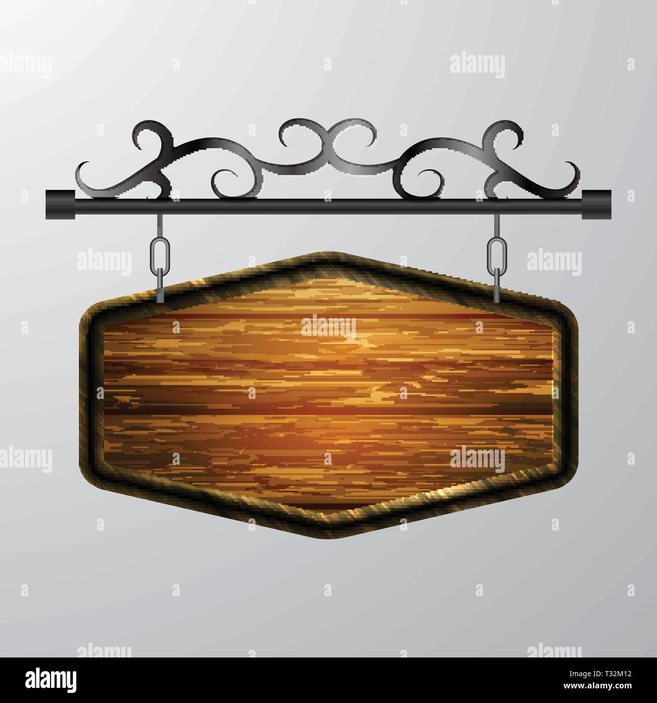 hanging, wooden Board vector, wooden object for text Stock Vector Image ...