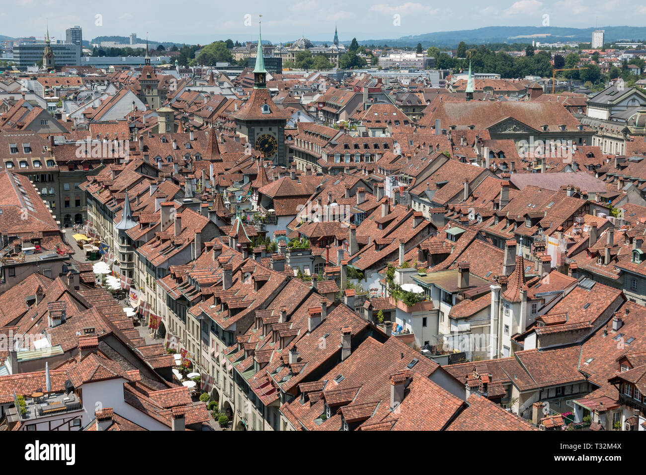 Aerial view of historic Bern city center from Bern Minster, Switzerland ...