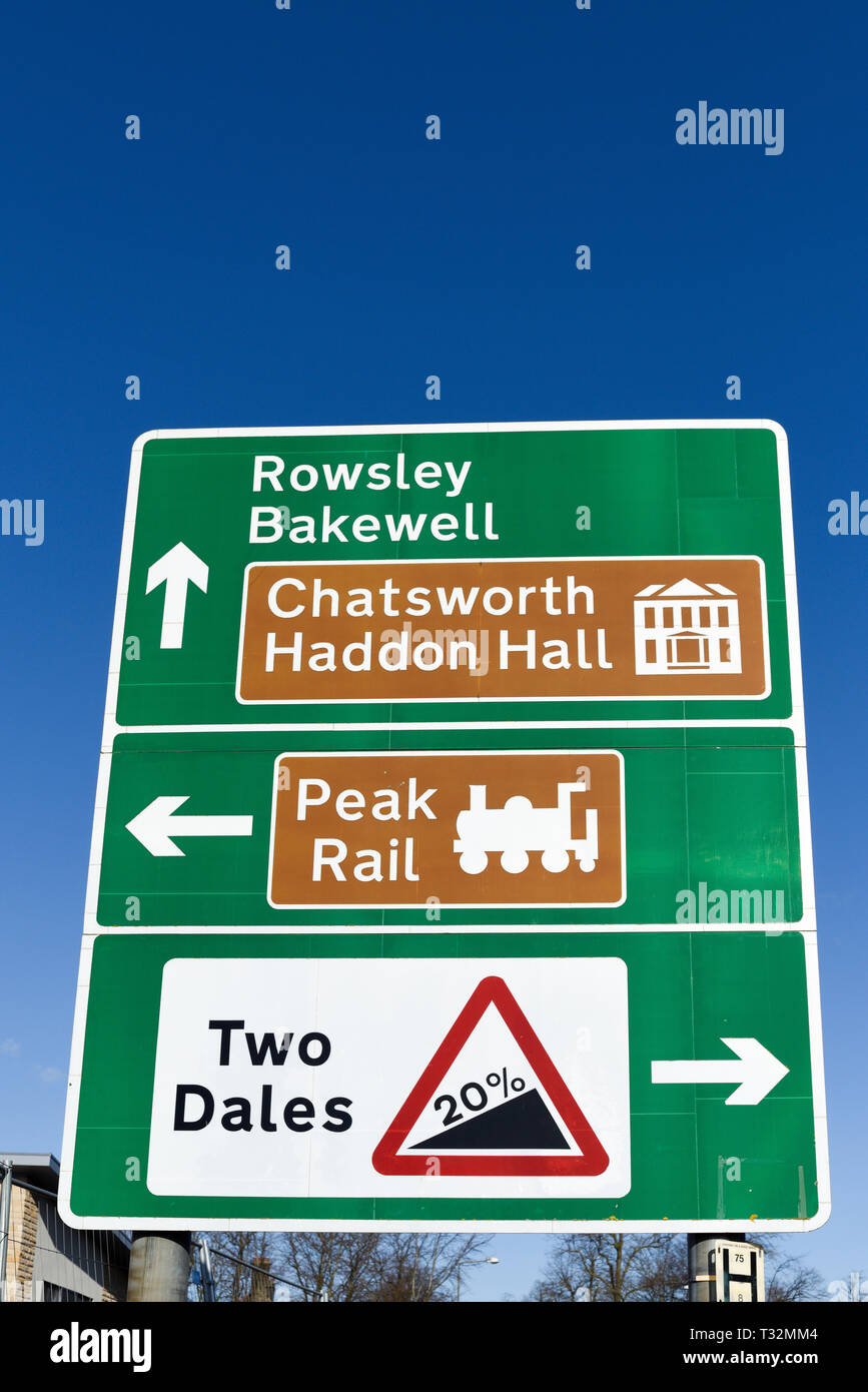 Road Traffic signs for Derbyshire,UK Stock Photo - Alamy