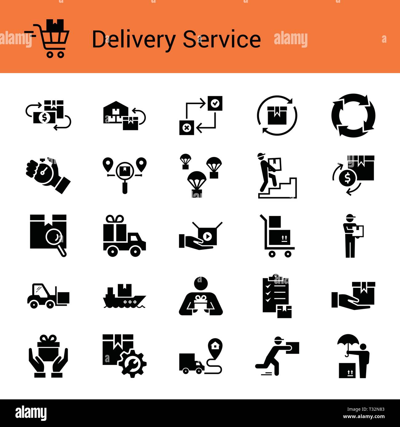 Fast delivery logistic icons big set in flat style Stock Vector Image ...