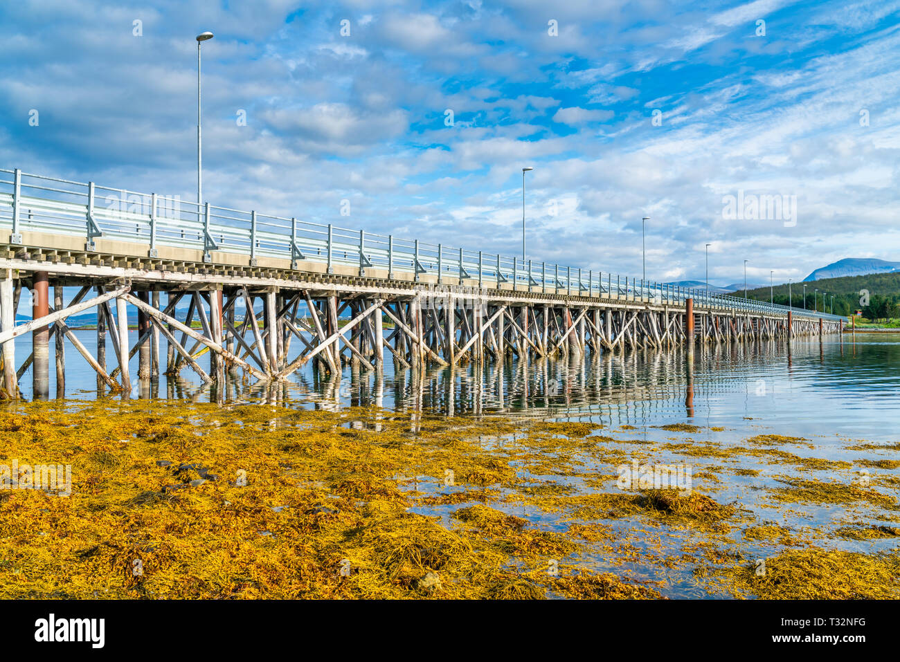 View of 330-metre long Hakoybrua bridge which connects Hakoya and ...