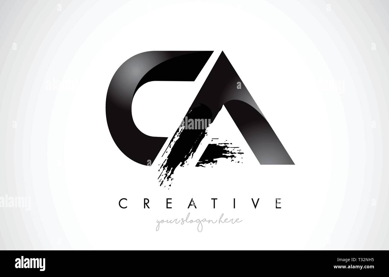 CA Letter Design with Brush Stroke and Modern 3D Look Vector ...