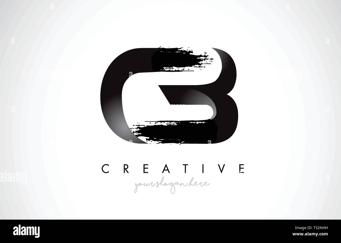 CB Letter Design with Brush Stroke and Modern 3D Look Vector ...
