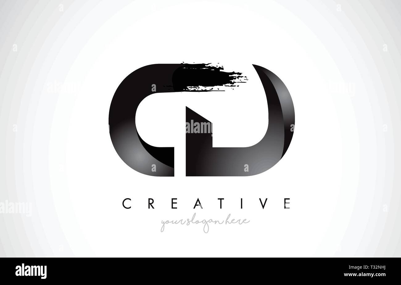 CD Letter Design with Brush Stroke and Modern 3D Look Vector ...