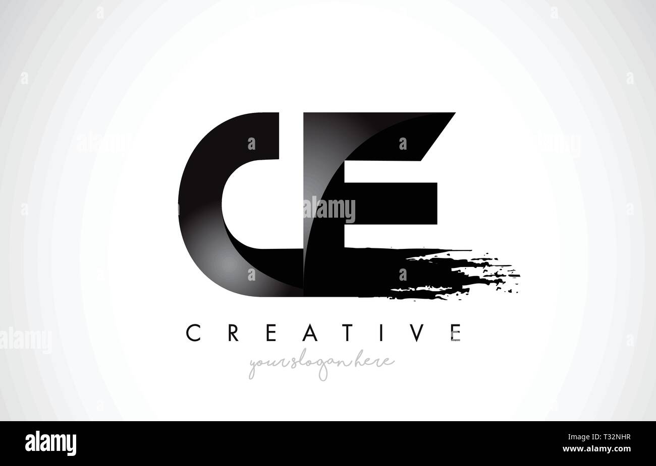 CE Letter Design with Brush Stroke and Modern 3D Look Vector ...