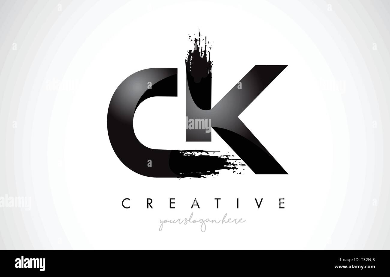 CK Letter Design with Brush Stroke and Modern 3D Look Vector ...