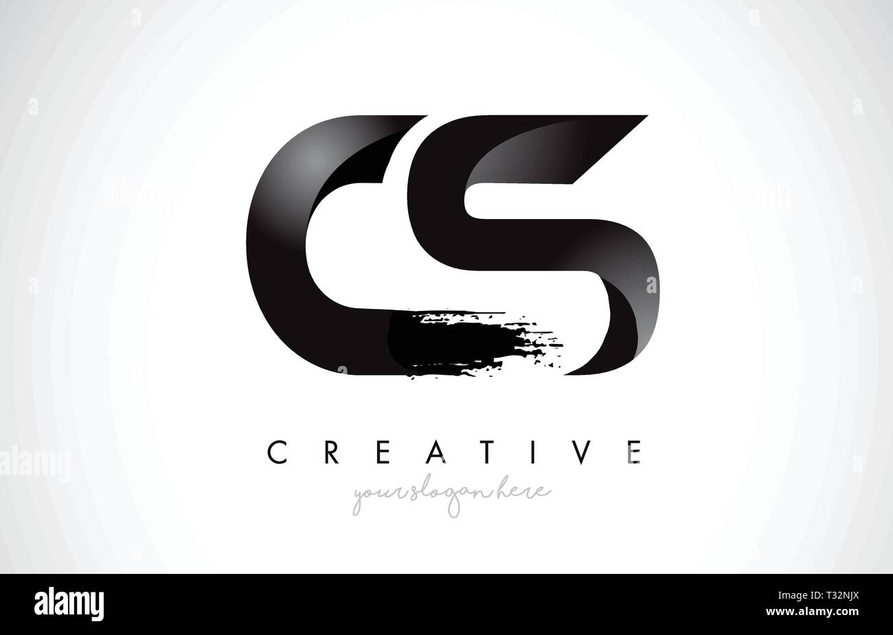 CS Letter Design with Brush Stroke and Modern 3D Look Vector ...