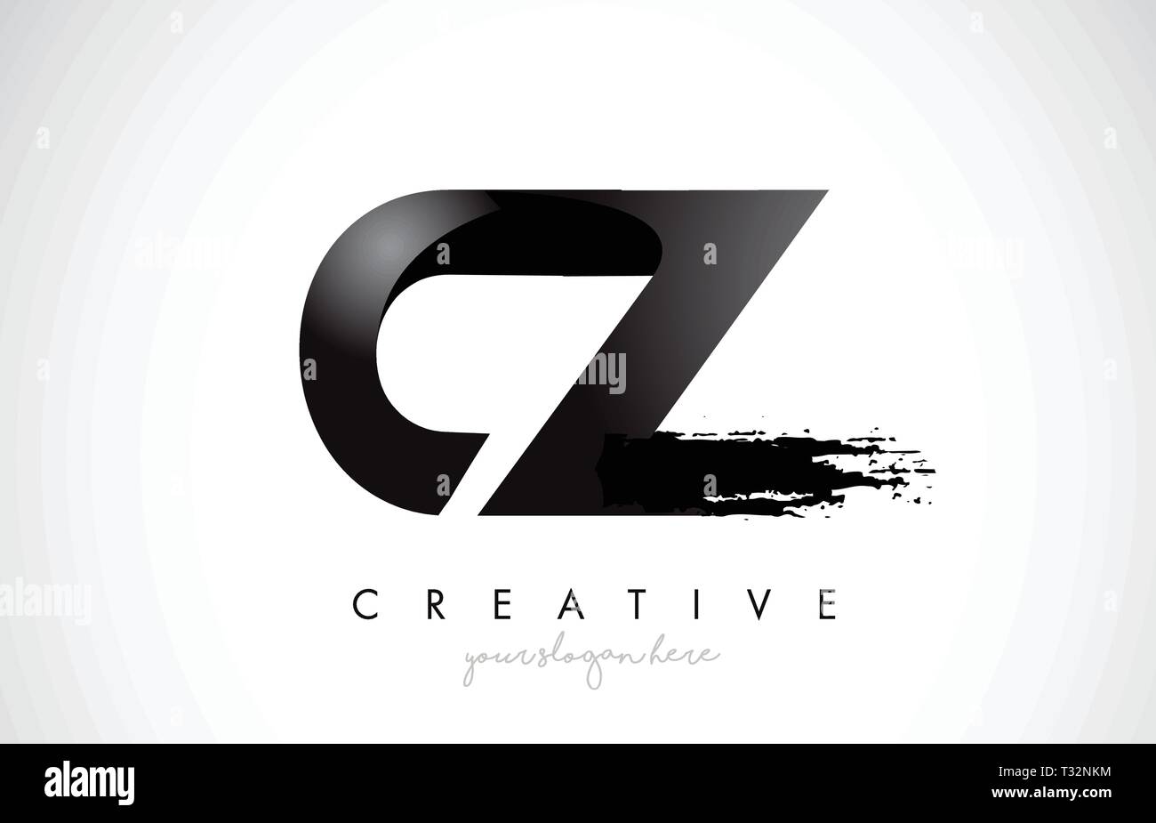 CZ Letter Design with Brush Stroke and Modern 3D Look Vector ...
