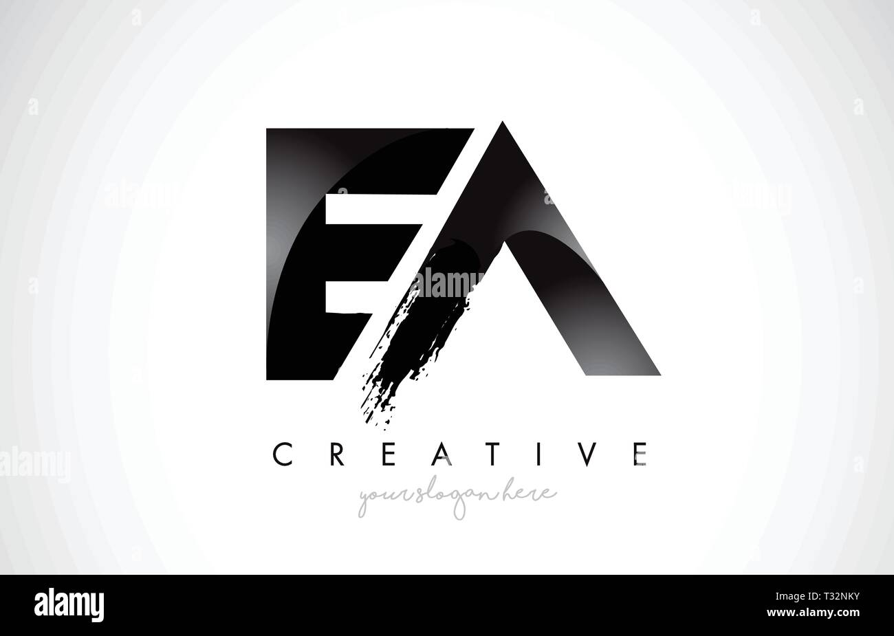 EA Letter Design with Brush Stroke and Modern 3D Look Vector ...