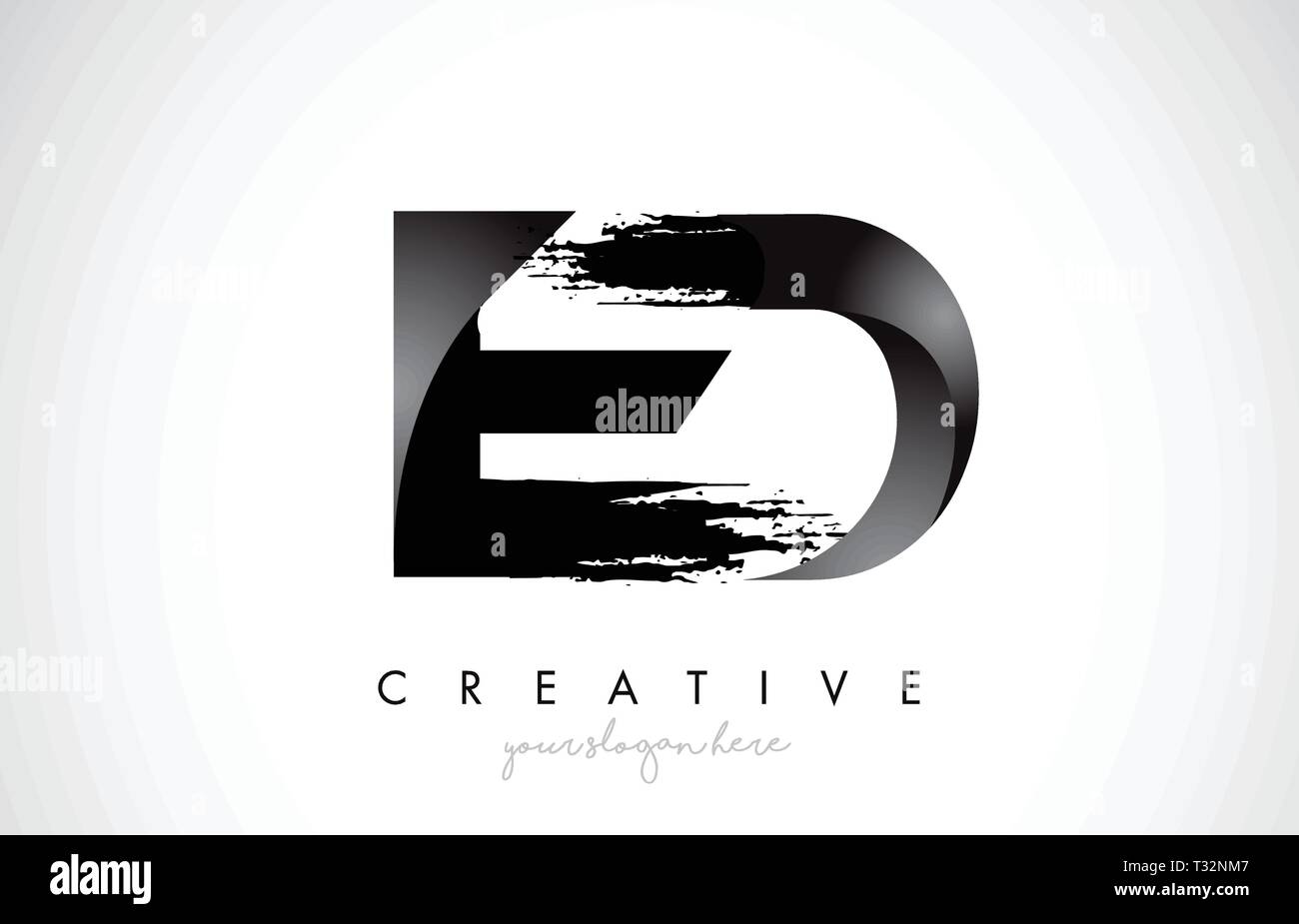 ED Letter Design with Brush Stroke and Modern 3D Look Vector ...